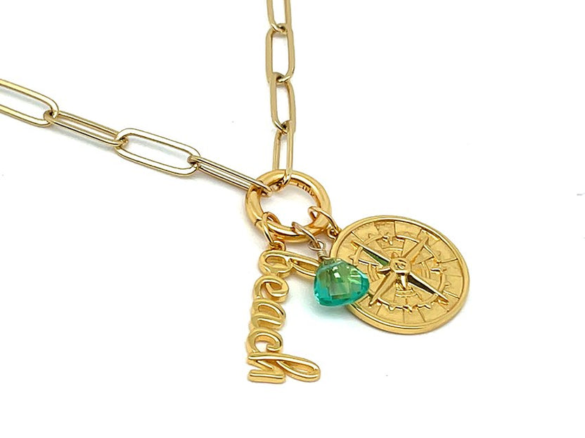 Elegant Beach Word Pendant Gold & Silver | LINK Necklaces